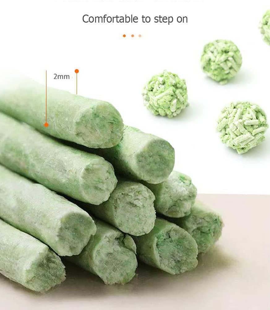 Edible Cat Litter Water Soluble Cat Litter - Tofu Cat Litter,Low Dust Litter, 100% Edible Soybean and Corn Materials,2mm Diameter ,Fast Agglomeration - 5 Lb (Green Tea)