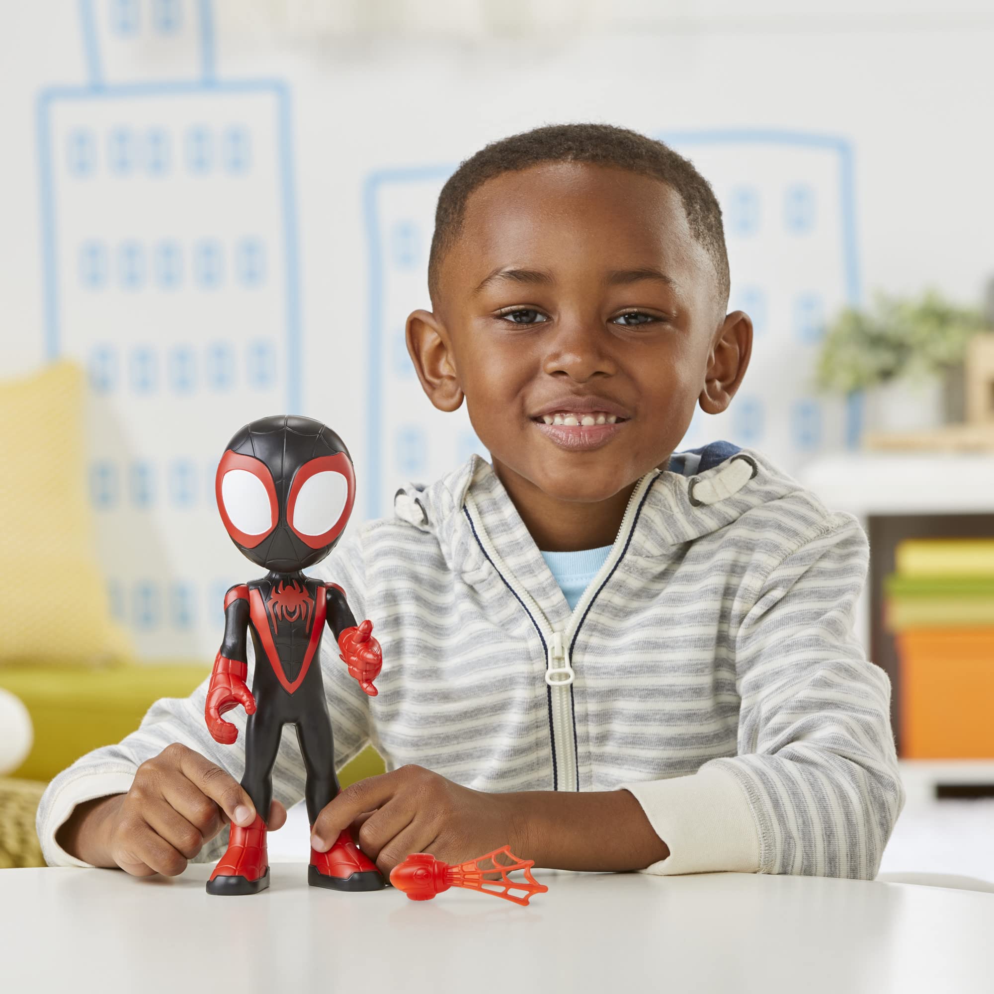 Spidey and His Amazing Friends Supersized Miles Morales: Spider-Man 9-inch Action Figure, Marvel Preschool Super Hero Toy, Kids Ages 3 and Up