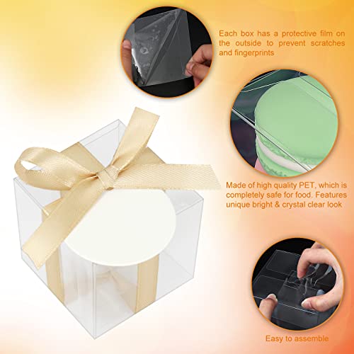 COTOPHER 35 Pcs Clear Boxes for Favors, 4x4x4 Inches Clear Gift Boxes PET Material Clear Cupcake Boxes Plastic Small Gift Boxes with Lids, Party Favor Boxes for Wedding Favors Baby Shower