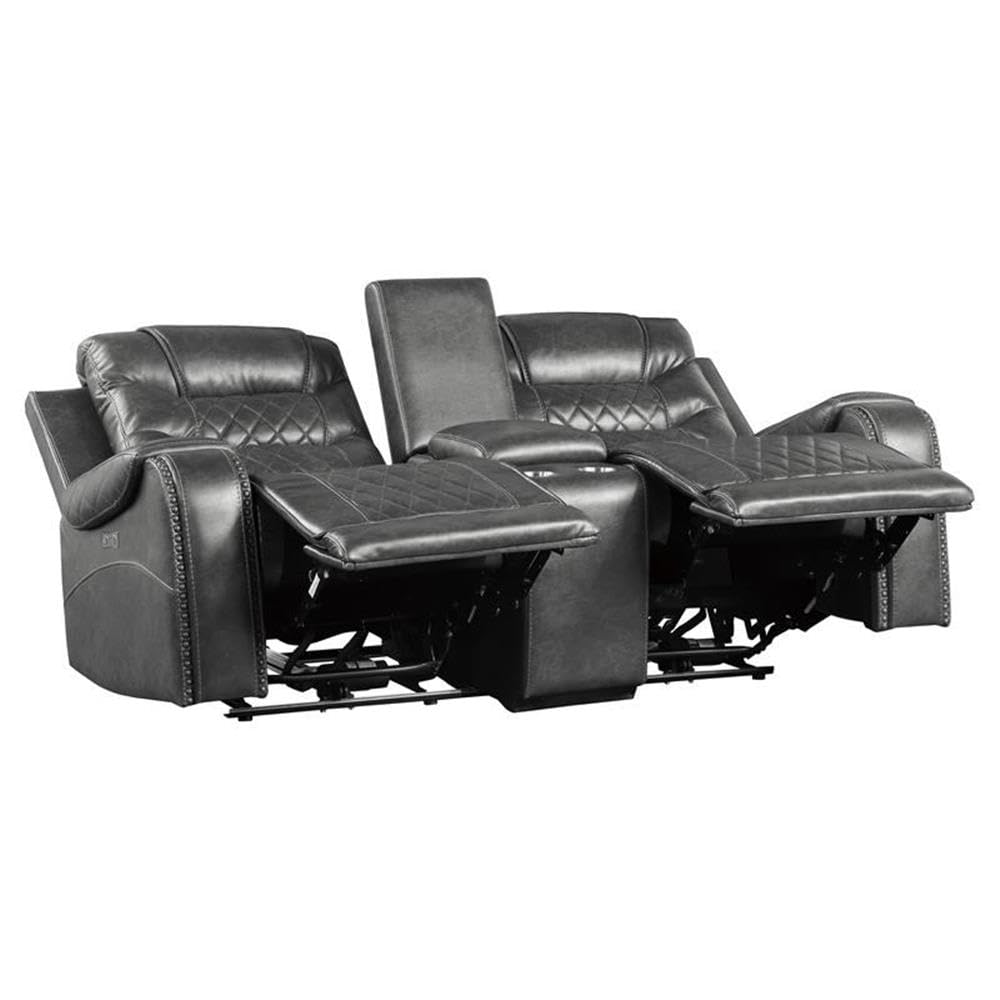 Lexicon Derringer Wall Hugger Power Double Reclining Loveseat, Gray