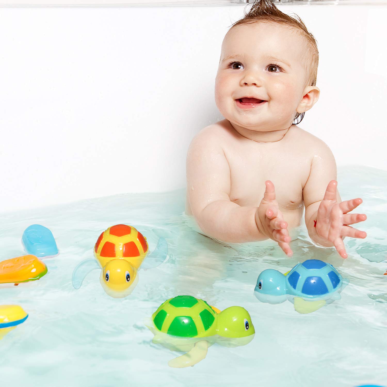Baby Bath Toy, Swimming Turtle, Floating Wind-up Bathtub Pool Toys Cute Water Play Sets for Kids Boys Girls 3 Pcs