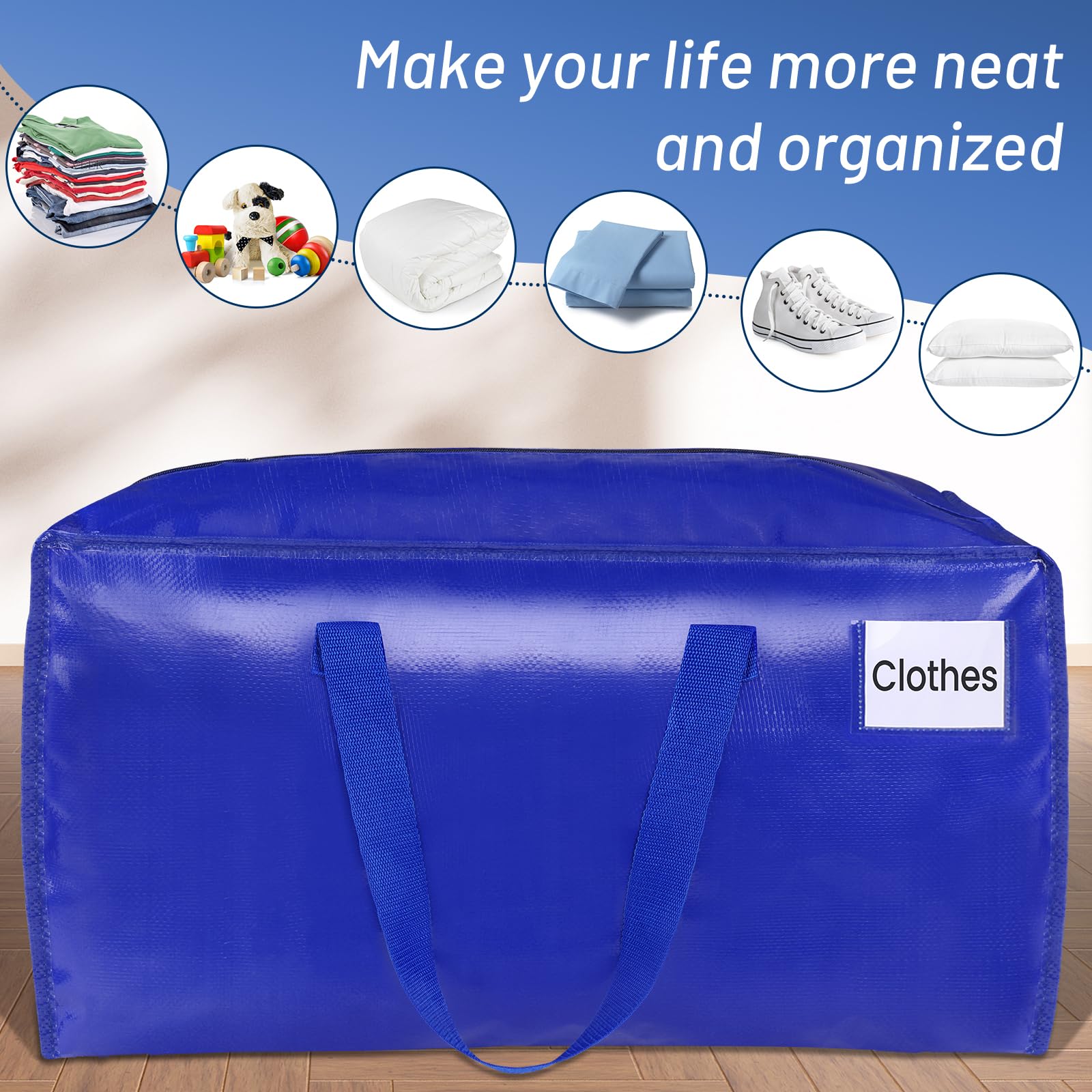 BlissTotes Moving Bags, Heavy Duty Moving Supplies & Storage Bags, Extra Large Packing Bags, Boxes with Tag Pockets, Collapsible Fold Flat Storage Totes, Alternative to Box and Bin, 93L, 6 Packs