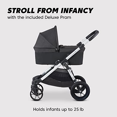 Baby Jogger City Select Stroller with Deluxe Pram | Baby Stroller with 16 Ways to Ride | Deluxe Pram Bassinet for Infants & Toddlers, Jet