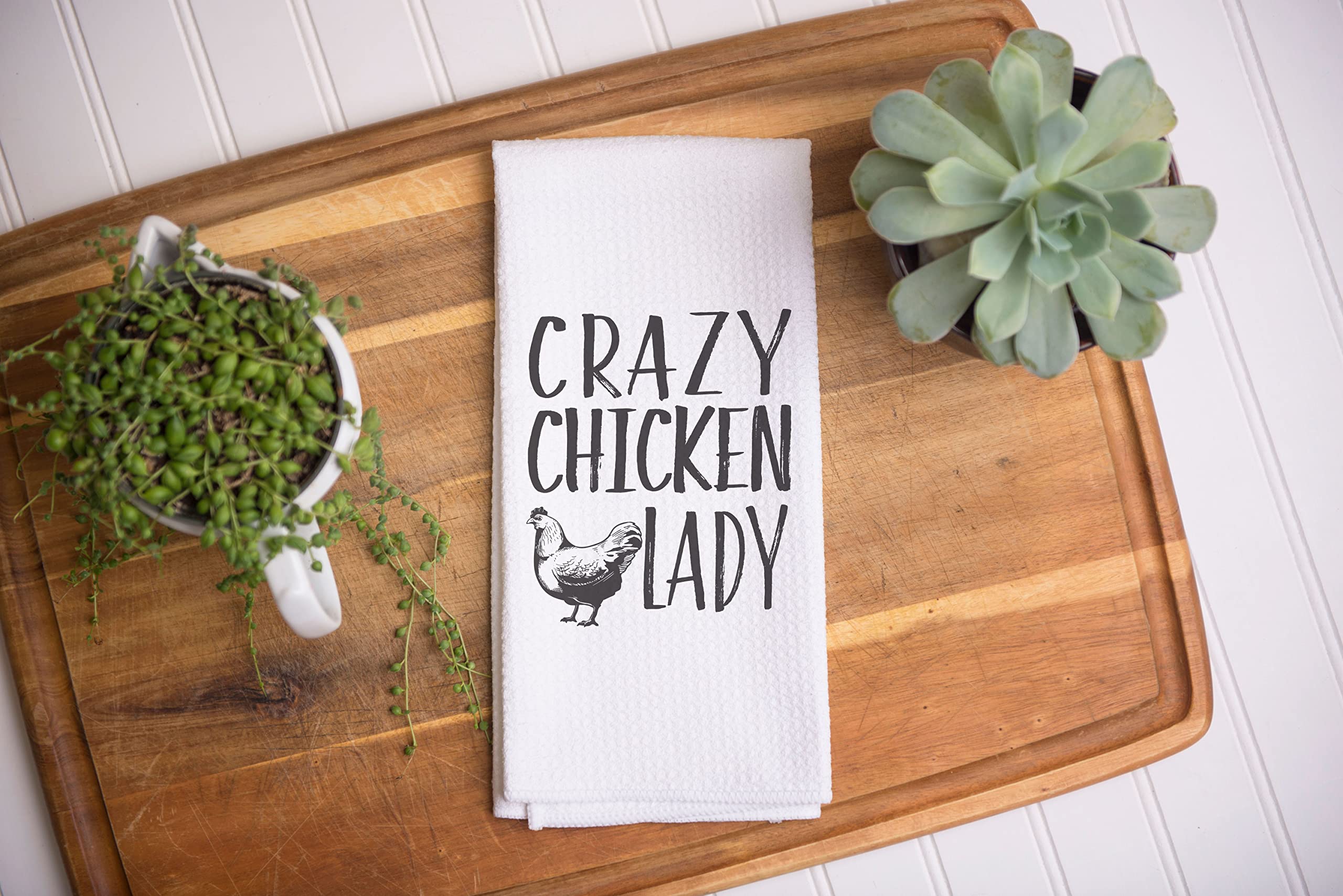 CANARY ROAD Crazy Chicken Lady Towel, Chicken Mom, Chicken Gift, Chicken Lady, Chicken Farmer Gift, Backyard Farmer Gift, Kitchen Towel