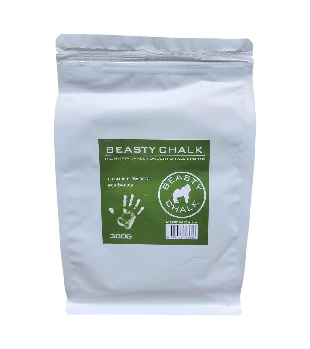 Beasty Chalk Gym Chalk Powder - 300 gram - High Grip Loose Chalk for Gymnastics, Rock Climbing, Sports, Lifting, Pull-Ups, Deadlifts, Kettlebells, Pole