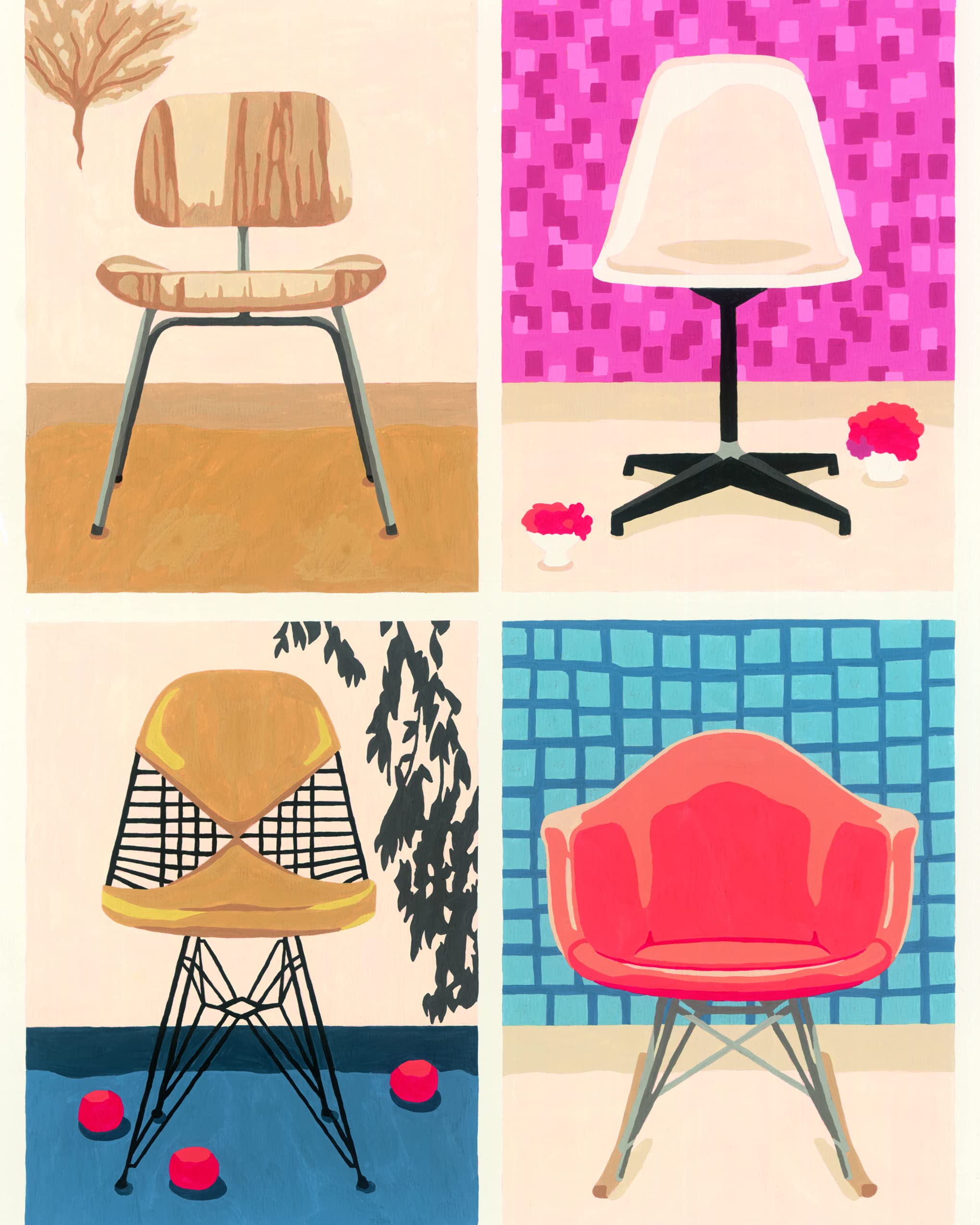 Ravensburger CreArt Eames Take a Seat Paint by Numbers Kit for Adults - Painting Arts and Crafts for Ages 12 and Up
