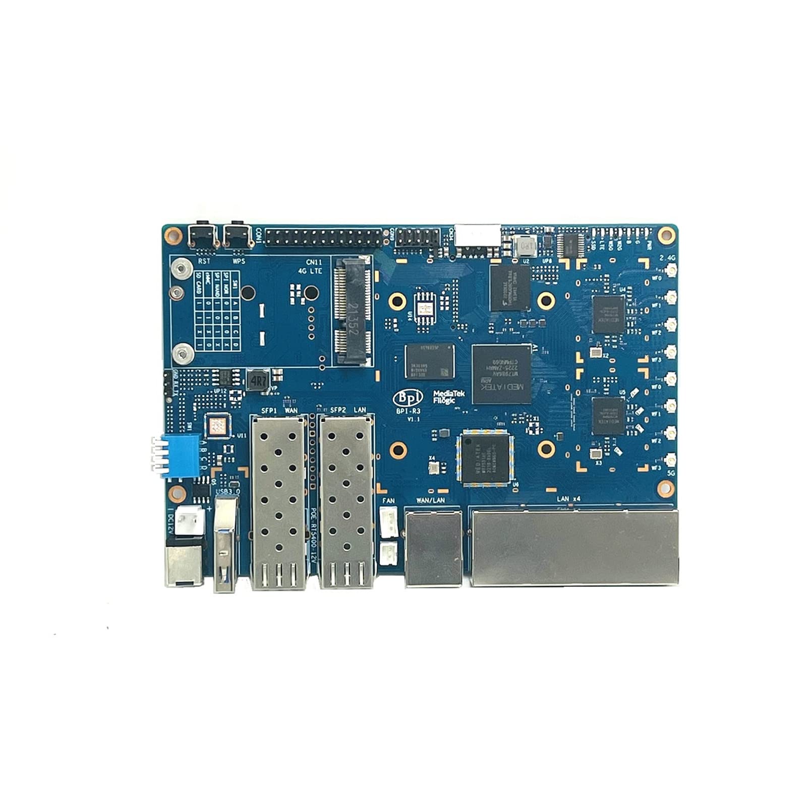 Banana Pi BPI-R3 Wi-Fi 6 OpenSource Wireless Dual-Band OpenWRT Router Board with MediaTek MT7986(Filogic 830),Support 5X GbE and 2X 2.5GbE SFP
