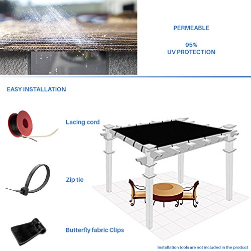 E&K Sunrise 12' x 24' Sun Shade Fabric Roll Outdoor Sun Shade Cover for Pergola Backyard Garden Patio Deck Greenhouse (Brown)