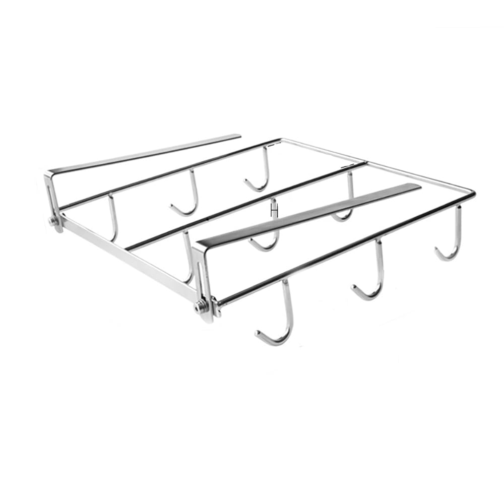 Coffee Mug Holder Under Cabinet - Silver 9 Hooks Cup Organizer for 1.18" Thickness Cabinet Hanging Mug Rack Tea Cup and Utensil Hooks Drilling Free Mug Hanger Under Shelf