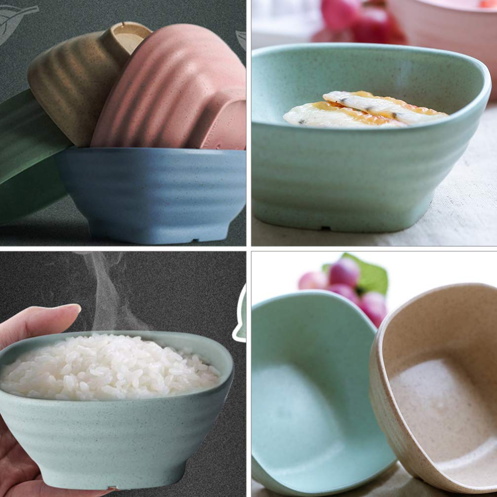 Cabilock 8pcs Square Wheat Straw Bowls Unbreakable Bowls Cereal Bowls Rice Bowls Deal for Breakfast, Oatmeal, Soup, Noodle, Snack