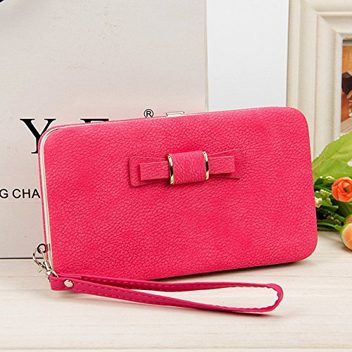 Huitao Women Bowknot Wallet Long Purse Phone Card Holder Clutch Large Capacity Pocket Coffee one Size