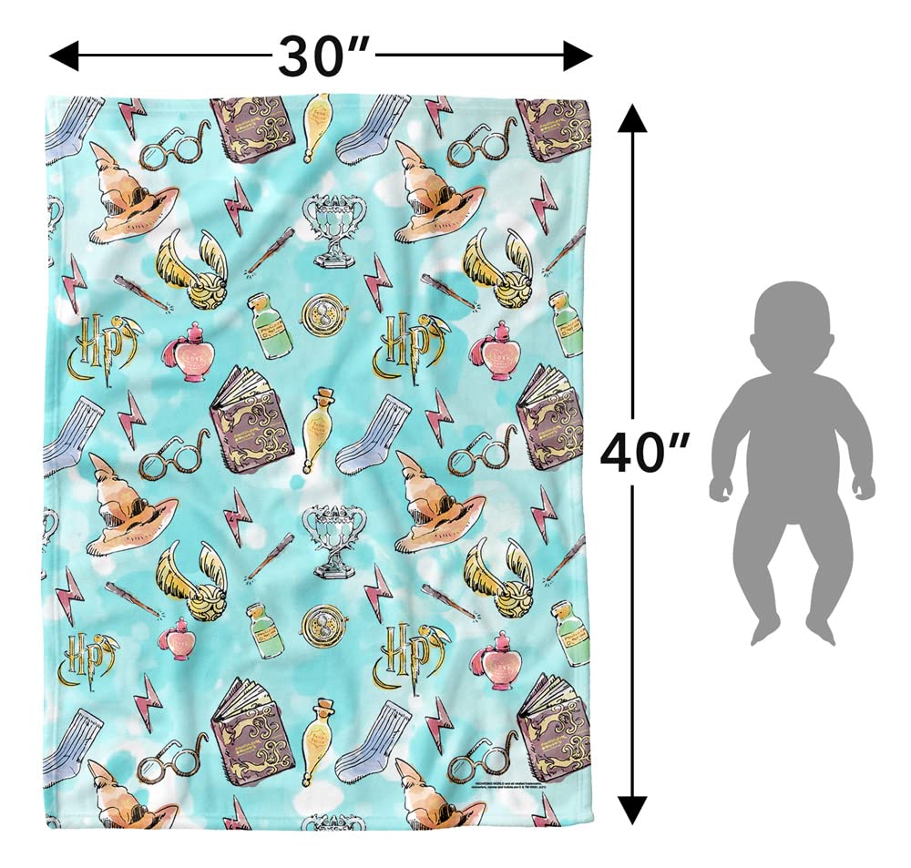Harry Potter Lightweight Baby Blanket, 30"X40", Water Color Pattern Unisex for Infants Girls & Boys