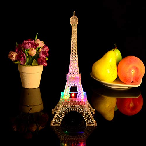 Baost LED Light Up Eiffel Tower Lamp Light Colorful Night Light Birthday Gift Decorative Button Lamp Creative Kids Bedside Lamp Cake Topper Random