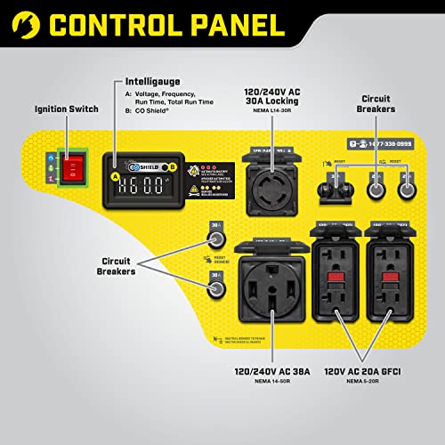 Champion Power Equipment 201110 11,500/9,200-Watt Electric Start Portable Generator with CO Shield,Yellow