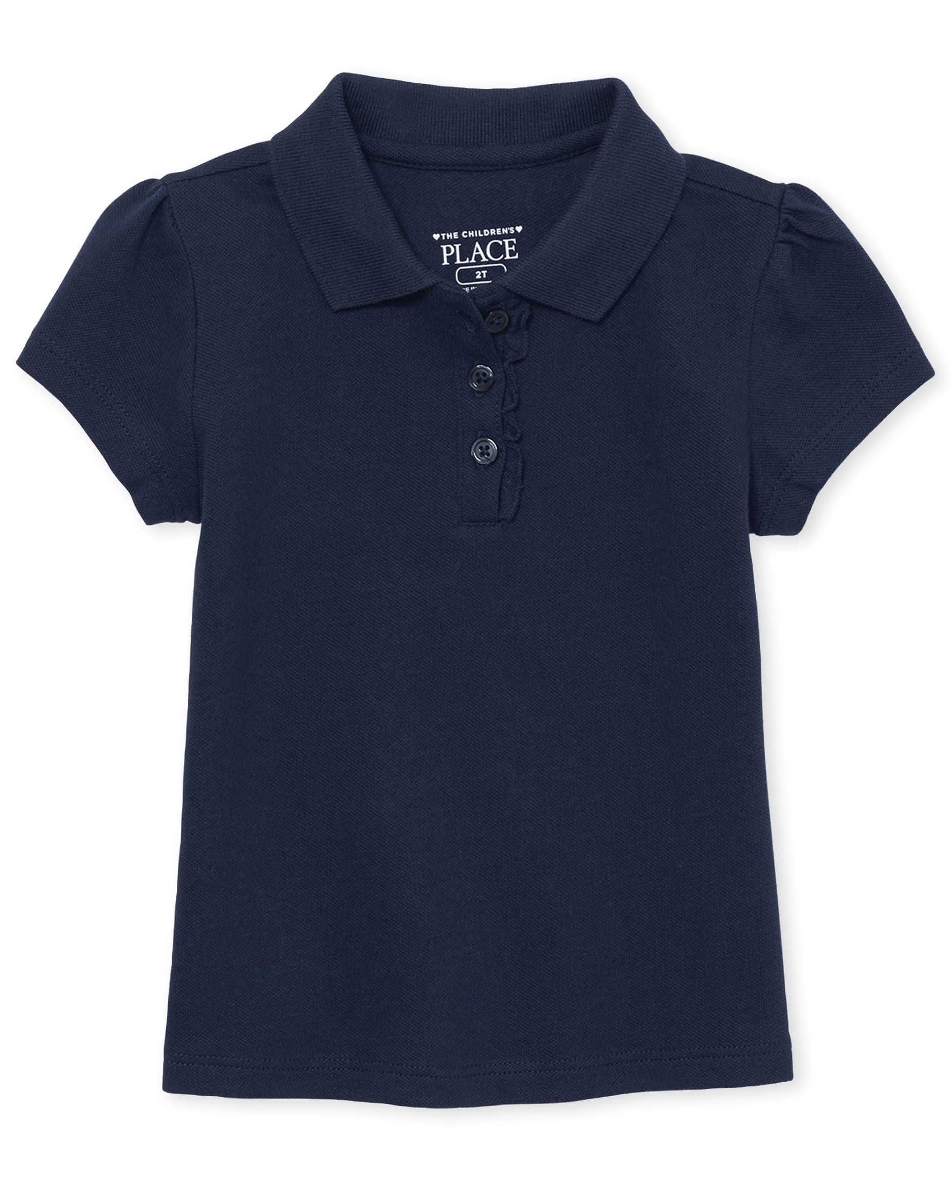 The Children's Place Baby Girls and Toddler Girls Short Sleeve Ruffle Pique Polo, Tidal, 4T