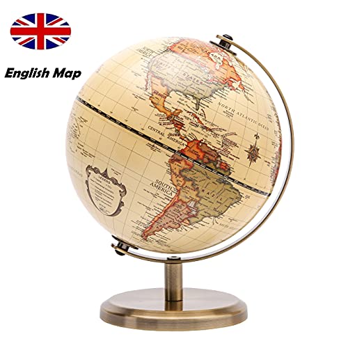 Exerz Antique Globe Dia 5.5-inch / 14cm - Modern Map in Antique Color - English Map - Educational/Geographic