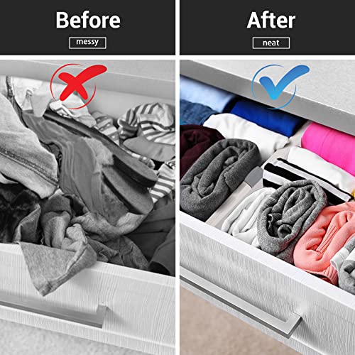 COSICS 6Packs 15-21 Inch Expandable Drawer Organizers with Snap, Plastic Adjustable Drawers Dividers for Clothing, Kitchen Utensils, Dresser Separators for Bedroom, Bathroom, Office, Book Shelf
