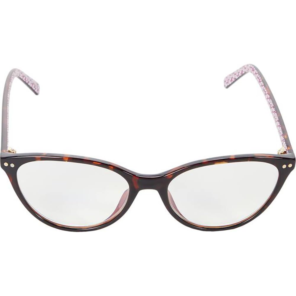 Kate Spade New York Women's Roanne Blue Light Readers Cat Eye Reading Glasses, Dark Havana/Demo Lens, 54mm, 16mm + 1.5