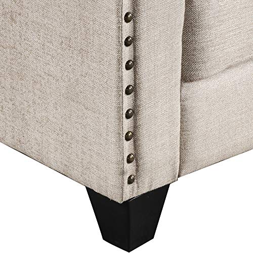 FANYE 3 Pieces Living Room Furniture Sets Include, Loveseat and Armchair, Linen Fabric Upholstered Sectional Classical Rivets Decor and Tufted Back Cushions, Beige Sofa & Couch