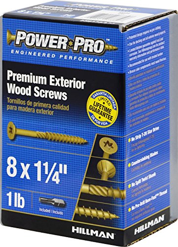 Power Pro 48594 Wood Screws, #8 x 1-1/4", Premium Outdoor Deck Screws, Rust Resistant, Epoxy Coated Bronze, 1Lb Box, 242 Pcs