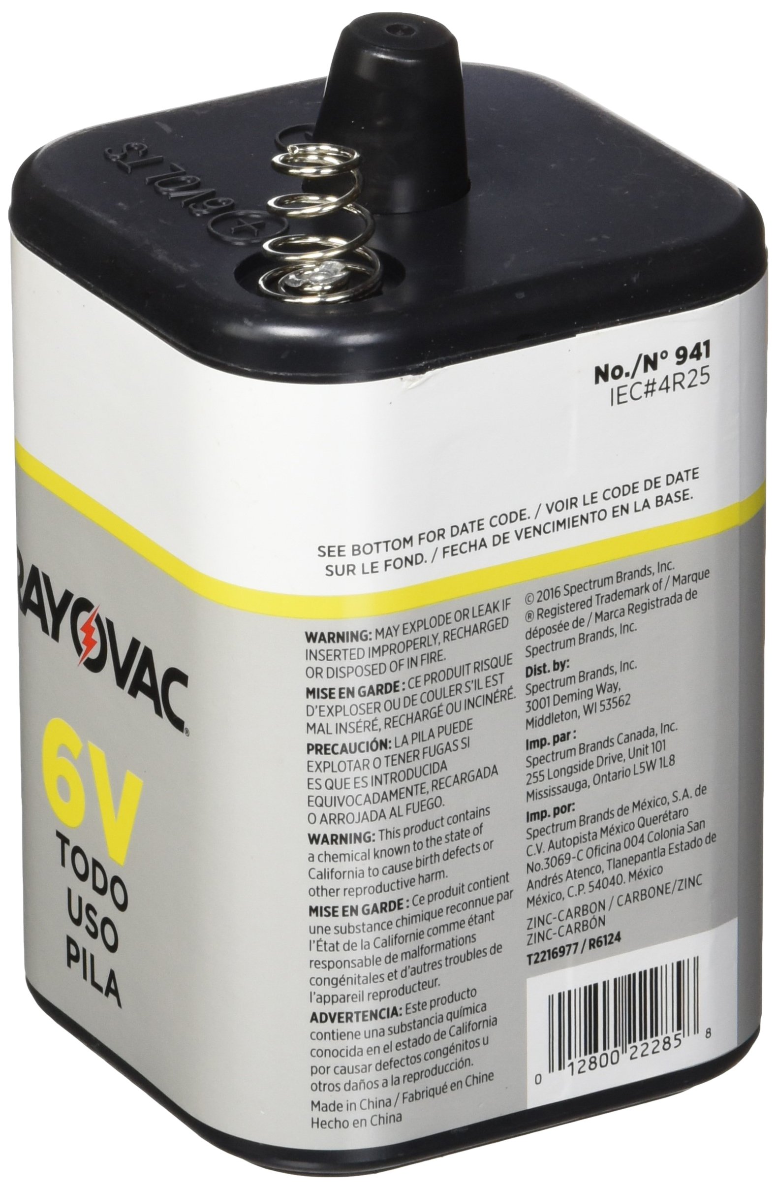 Rayovac 6V General Purpose Lantern Battery, 1.195 Pound