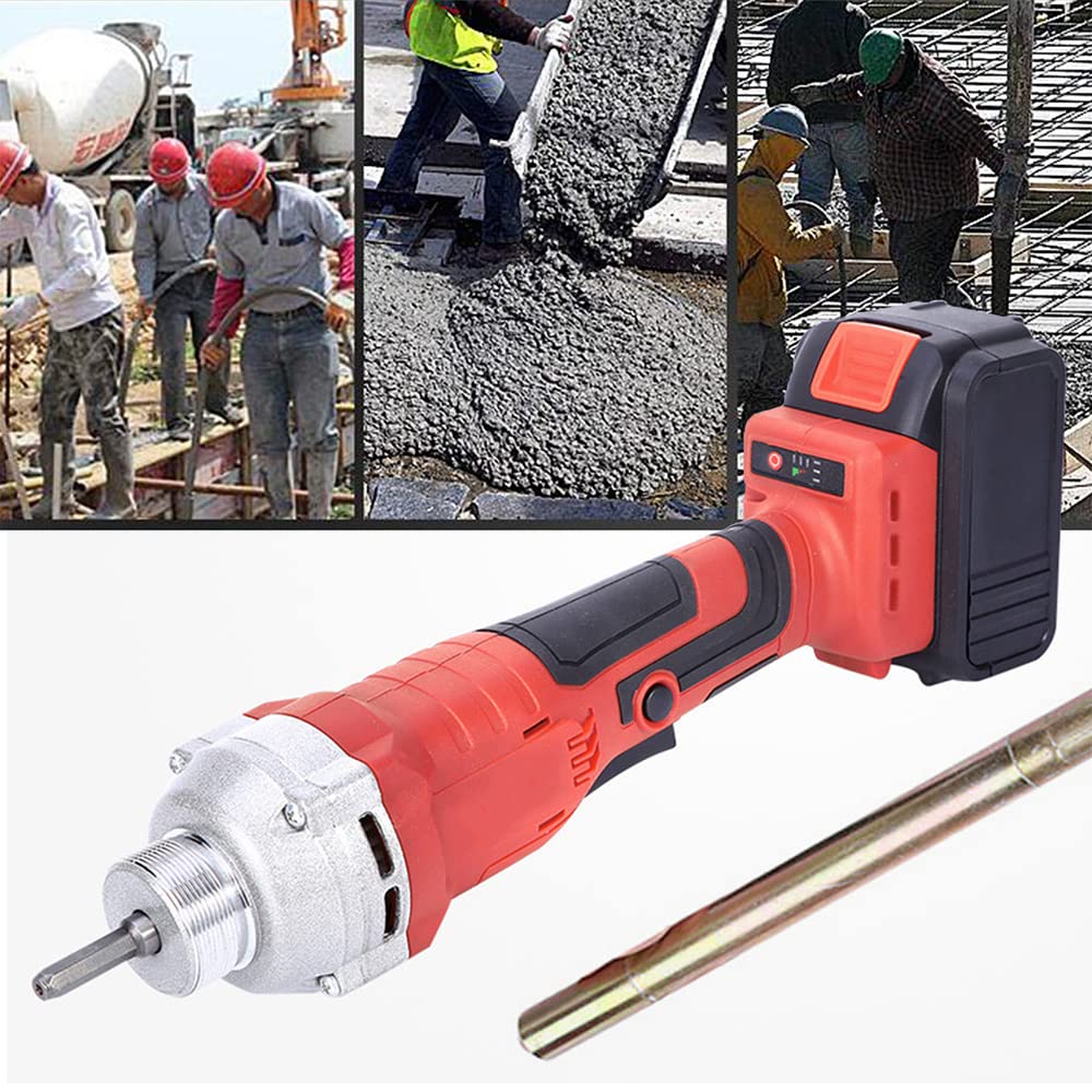 Chargeable Electric Concrete Vibrator 750W 2500RPM Hand-hold Concrete Vibrator Portable Cordless Construction Insertion Vibrator Air Bubbles Remover Level Concrete with 3.3 ft Vibrating Rod