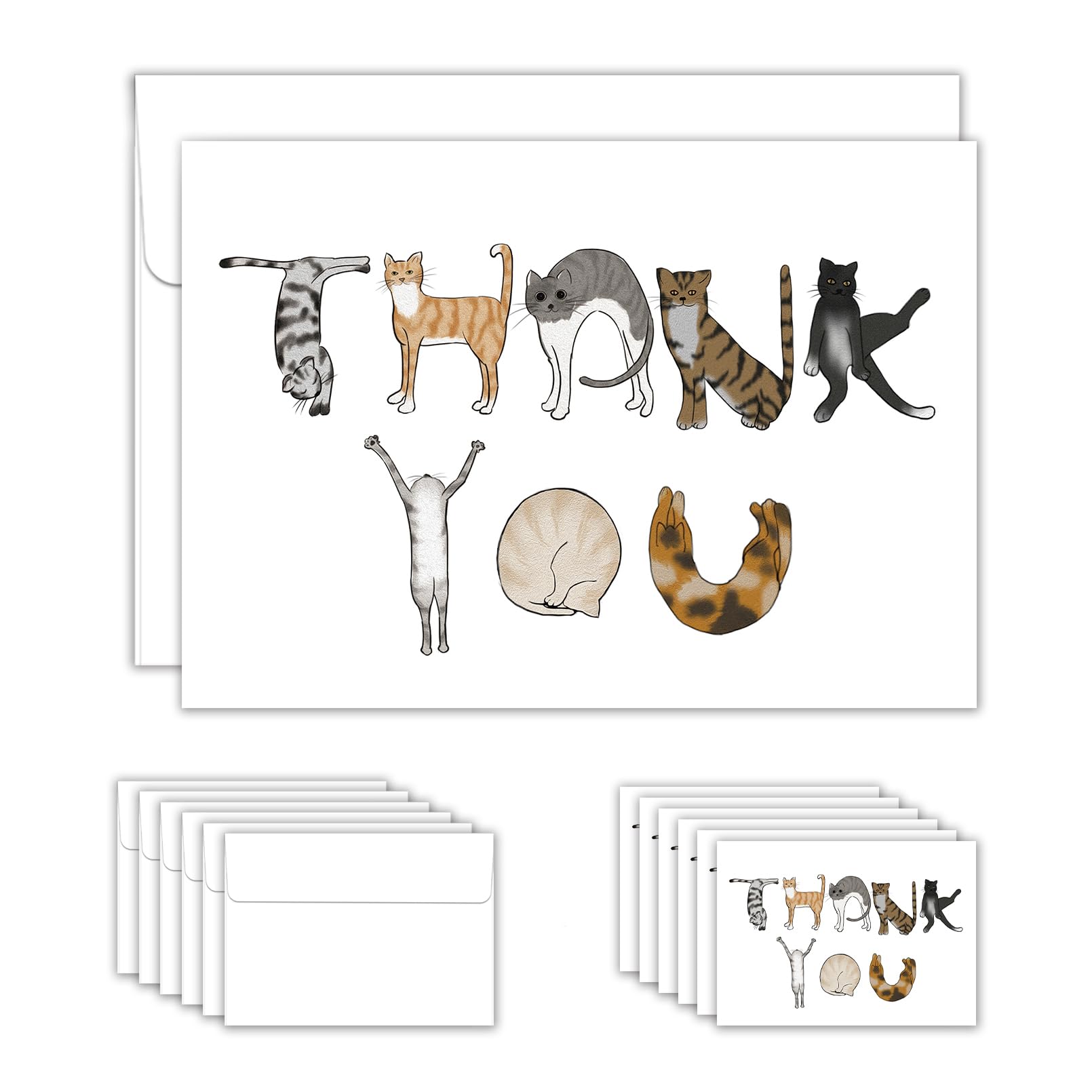 Cat Thank You Cards (6 Packs), Alphabet Thank You Cards for Cat Lovers
