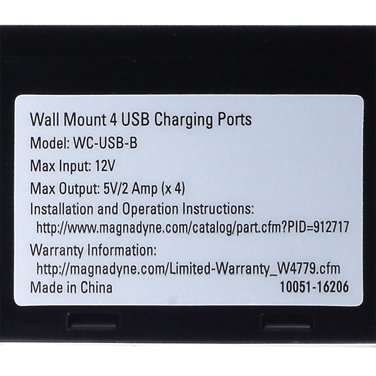 Magnadyne Wall Mount Charging Station, USB-C, USB-A, VPA Sockets, HDMI Pass Through, RV and Automotive Use Wall Plate Included (Black, 4 USB-A Charging Ports)