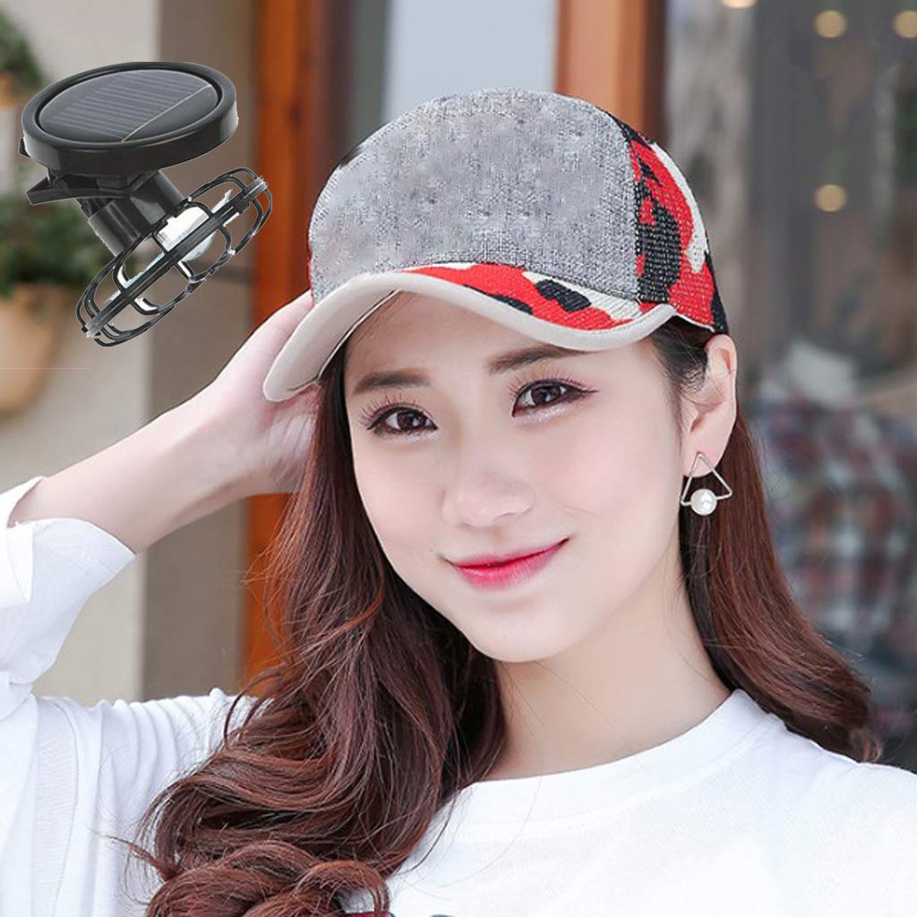 Kloware 2X Clip-on Cap Mini Solar Powered Fan for Camping Fishing Portable Handsfree
