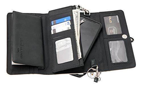 HW Collection Western Purse Rhinestone Cross Angelic Wings Women Handbag Wallet Set (Black)