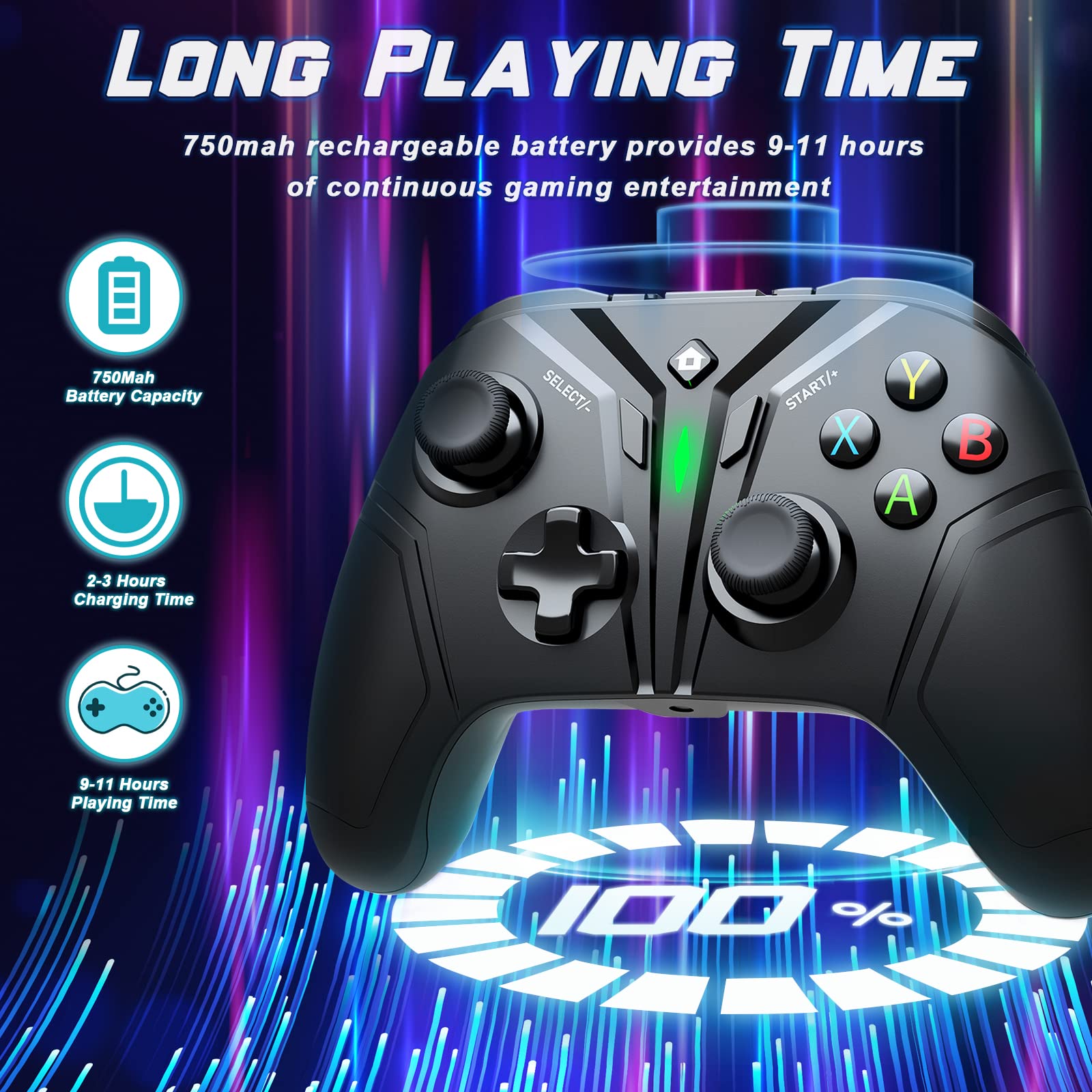 Gamrombo Wireless Pro Controller for Switch/PC/PS3/Android TV, PC Game Controller with Dual Vibration/Gyro Axis, Multi-Platform &Multi-Connections