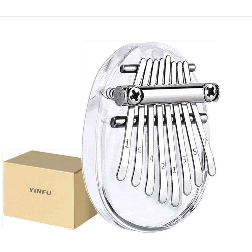Mini Kalimba 8 Keys Crystal Thumb Piano Best Gift for Kids Adults and Beginners in Birthday Christmas and Other Occasions(Crystal oval)