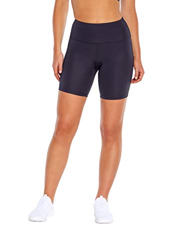 Bally Total Fitness High Rise 7" Bike Short - 2 Pack, Black/Heather Charcoal, Medium