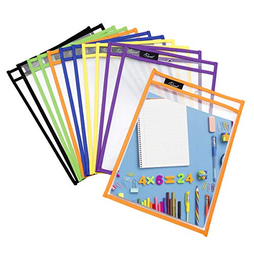 Dry Erase Sleeves β Multicolor Dry Erase Pockets β Reusable Classroom Sheet Protectors β Dry Erase Sheet Protectors with Oversize Pockets β Pack of 12 Heavy Duty Page Protectors
