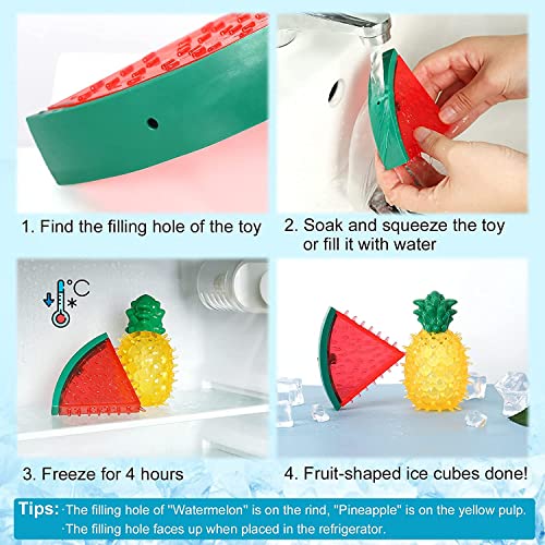 HAICHEN TEC 3 Pack Ferret Cooling Chew Toys, Frozen Fruit Shape Teething Toy for Ferret, Durable Bite Resistant Summer Interactive Squeaky Toys Pet Treat Training Tools for Small Animal (3 Pack)
