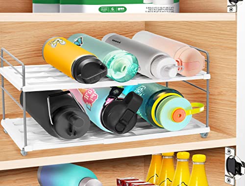 Expandable Water Bottle Organizer for Cabinet, Water Bottle Holder Storage Rack for Kitchen Pantry Organization, Height & Width Adjustable Cup Bottle Holder Shelf Organizers, Hold Up to 10 Bottles