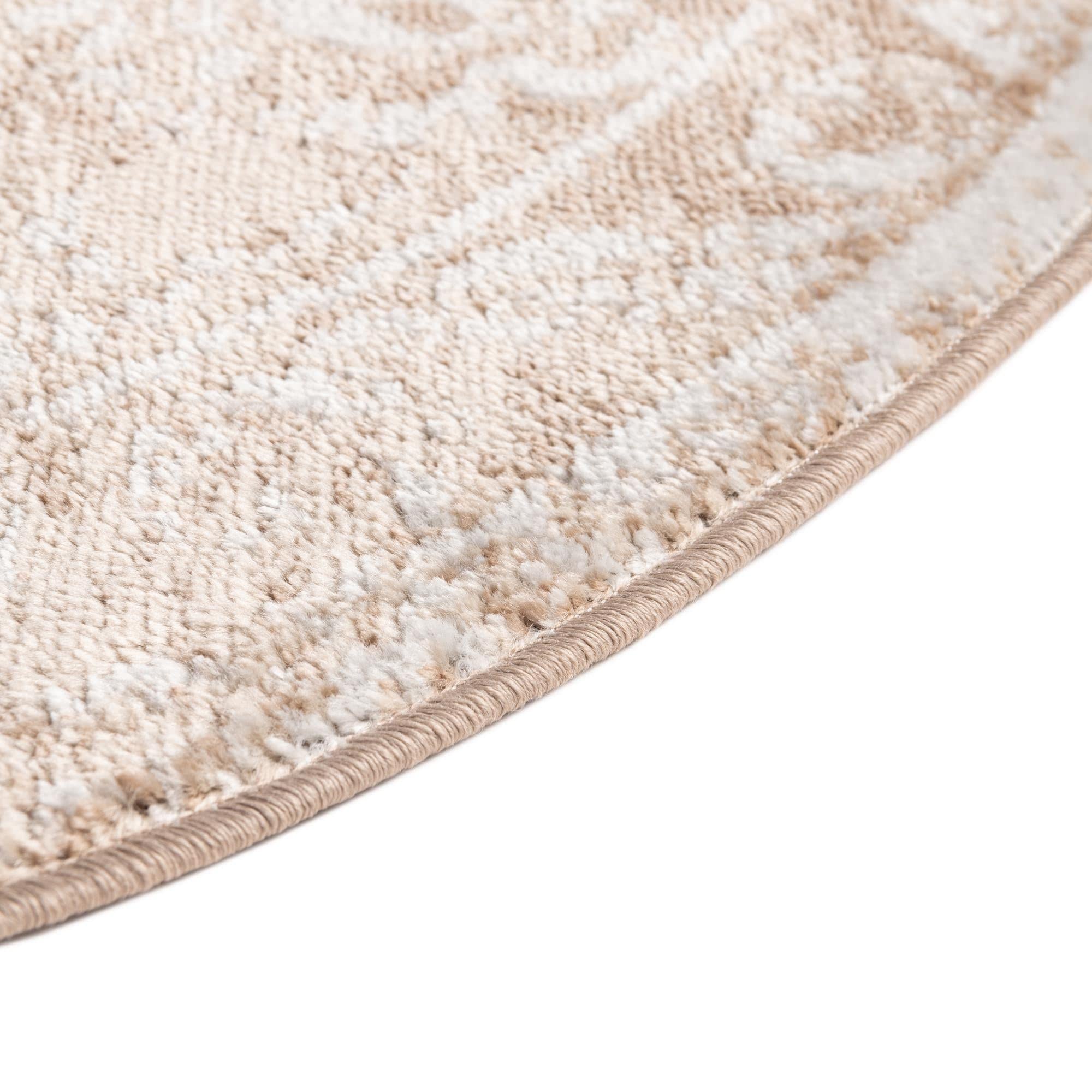 Rugs.com Oxford Collection Rug β 7' Round Beige Low Rug Perfect for Kitchens, Dining Rooms