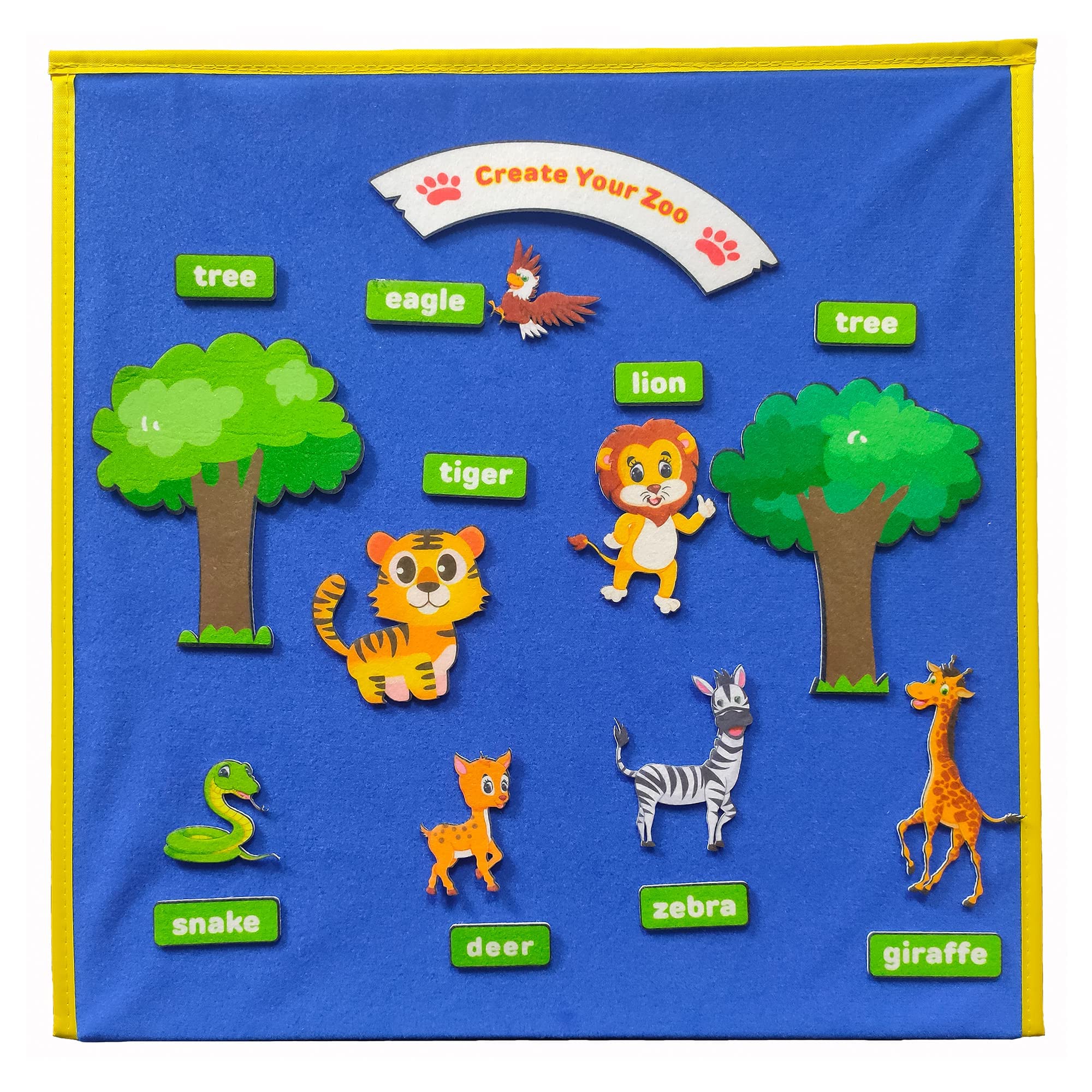 Topwon Felt Board for Kids, Folding Flannel Playboard Preschool Toddler Stories Boards, Animal Story Learning Double-Side Stand Flannel Board (Including Animal Felt)