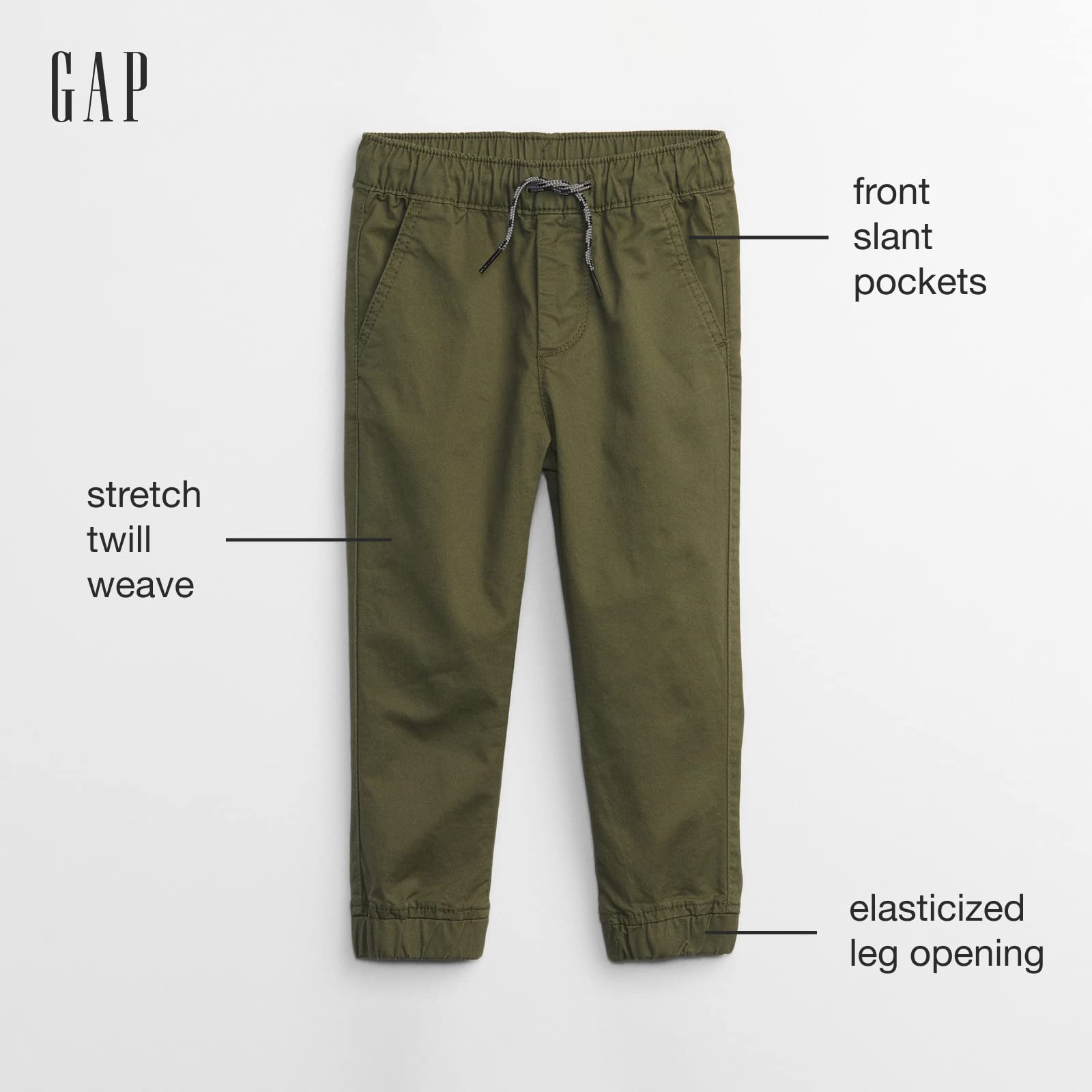 GAP Baby Boys Everyday Twill Jogger Casual Pants, Soft Black, 2T US