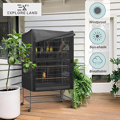 Explore Land Bird Cage Cover - Universal Pet Cage Cover for Night Cage Cover for Cats, Mink, Totoro, Parakeet, Parrot and Small Animals 01(Black, X-Large)