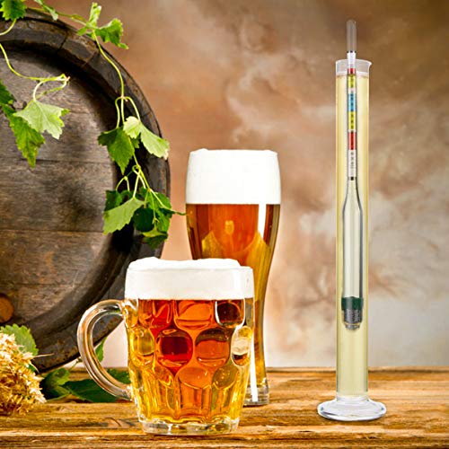 Circrane Hydrometer & Glass Test Jar Set, Triple Scale Alcohol Hydrometer with Glass Cylinder for Brew Beer, Wine, Mead and Kombucha, ABV, Brix and Gravity Test Kit, Home Brewing Supplies