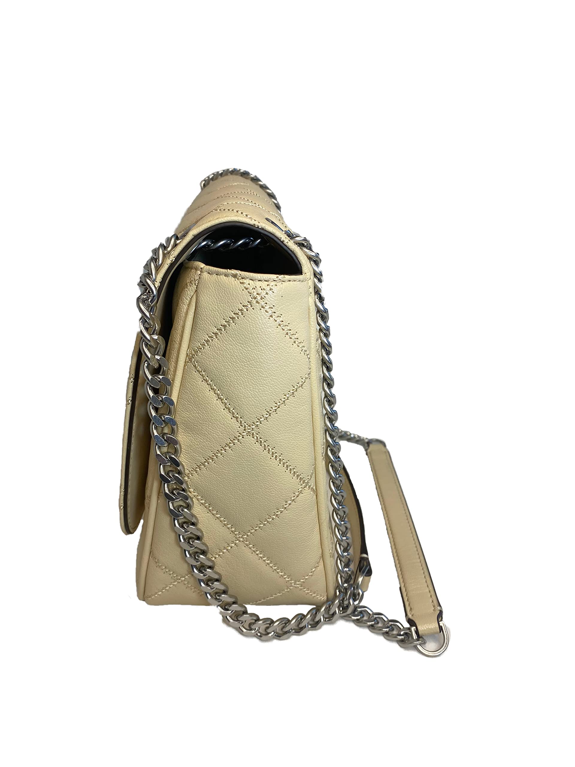 Tory Burch Willa Shoulder Bag New Cream One Size Quilted Leather Convertible Chain Strap