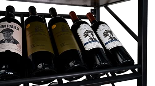 Farmhouse Wall Mounted Wine Rack with Tilting Display Shelf, Wall Hanging Wine Rack, 3-Tier Shelves with Stemware Glasses Holder for Wine Storage, Wine Display Shelf for Kitchen Living Room Cafe Bar