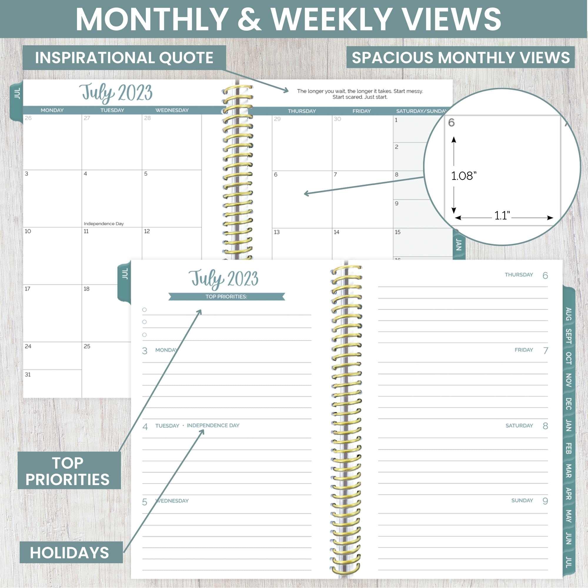 bloom daily planners 2023-2024 Pocket Planner - 4” x 6” - (July 2023 - July 2024) - MINI Weekly/Monthly Agenda Organizer & Calendar Book - Daydream Believer, Pink & Blue