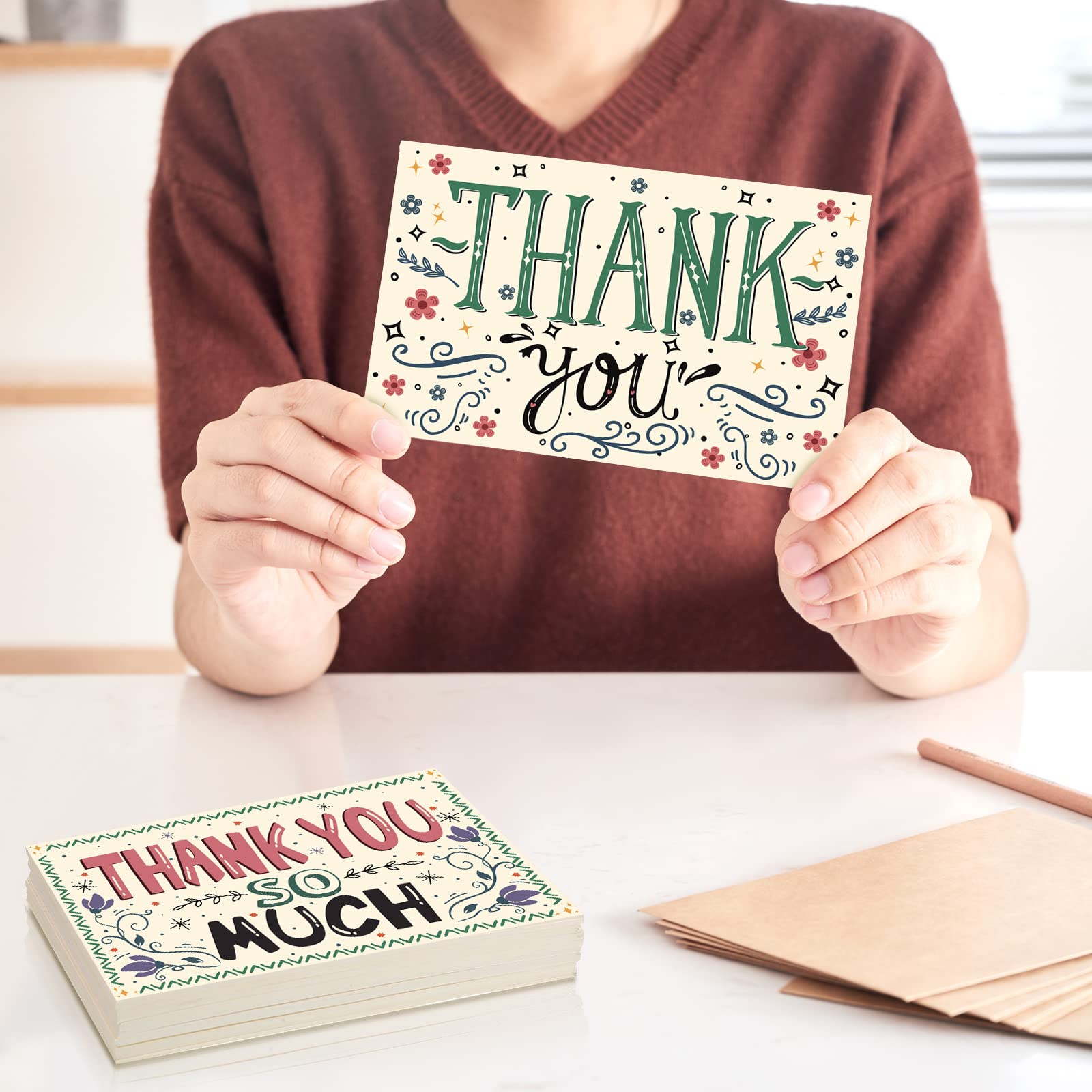Junkin 80 Pack Thank You Postcards Thanks Blank Note Postcards Retro Appreciation Cards Greeting Cards Assorted Cards for Employee Teacher Adults Team Volunteers, 4 x 6 Inch