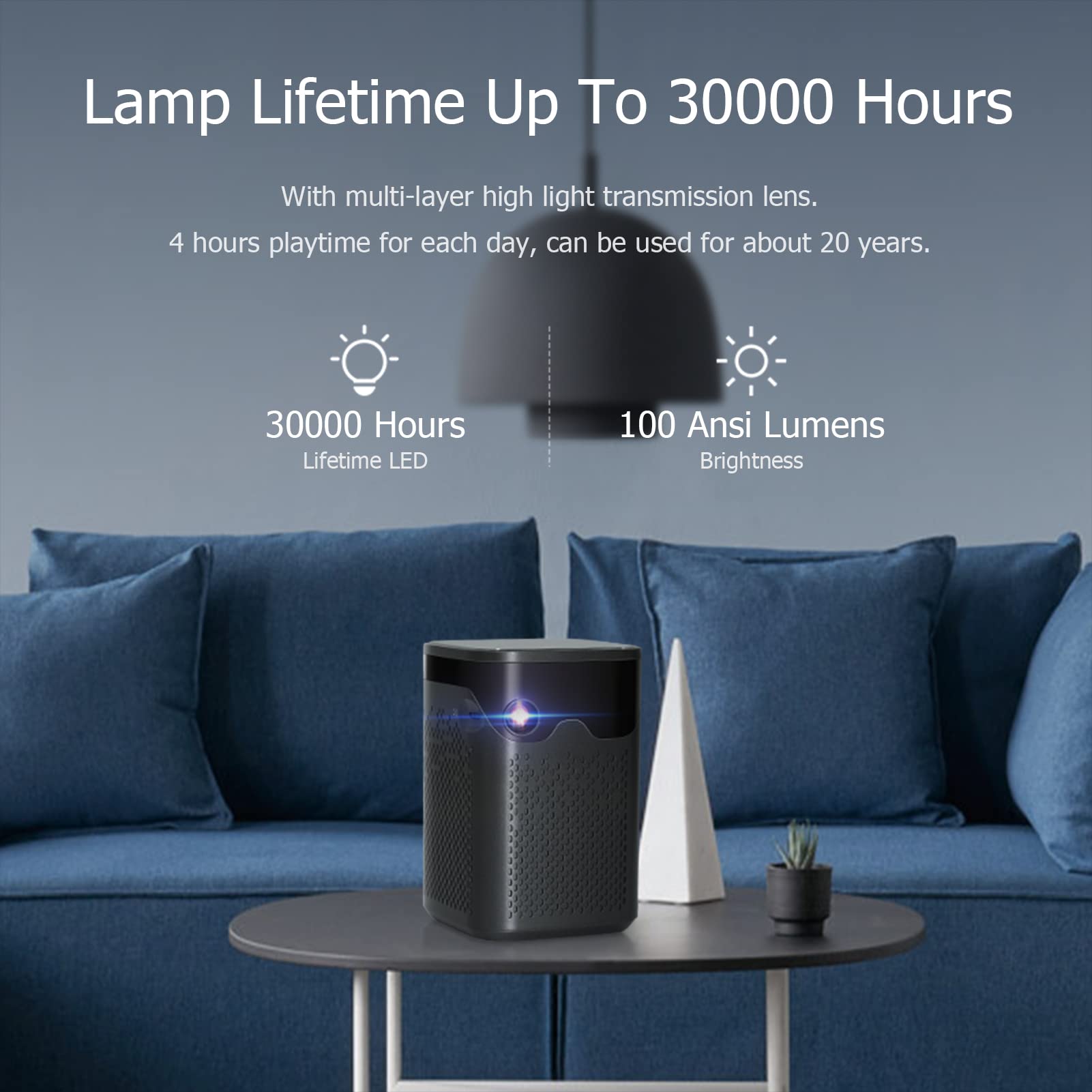 BISOFICE 3-IN-1 Mini Projector with WiFi and Bluetooth, 4K 1080P 150 ANSI Lumen DLP Android TV 9.0 Smart Portable Projectors, 3W Speaker, Auto-Vertical Keystone for Home, Outdoor with Remote Control