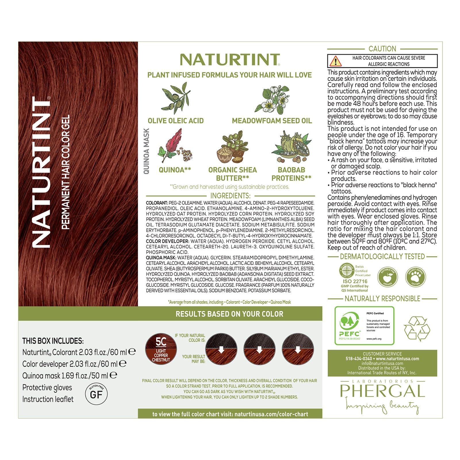 Naturtint 5C Light Copper Chestnut Permanent Hair Color (Pack of 1), Ammonia Free, Vegan, Cruelty Free, up to 100% Gray Coverage, Long Lasting Results (Packaging may vary)