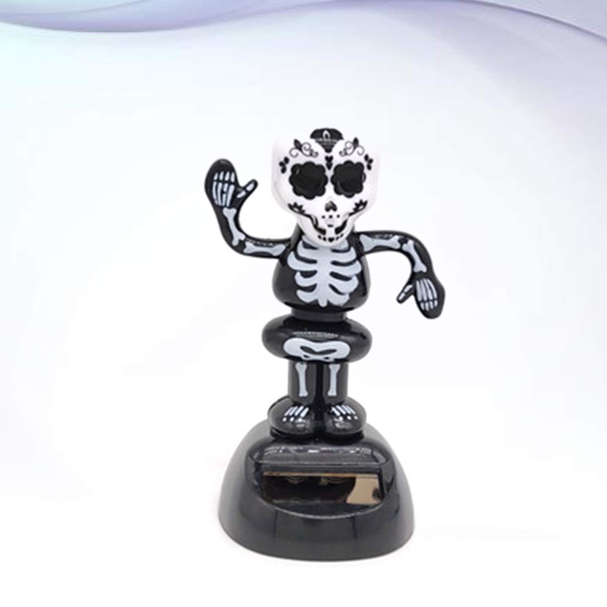 Amosfun 2pcs Halloween Solar Bobble Skeleton Shaking Head Dancing Toy Figurines Car Dash Board Decorations Halloween Party Favors Gifts