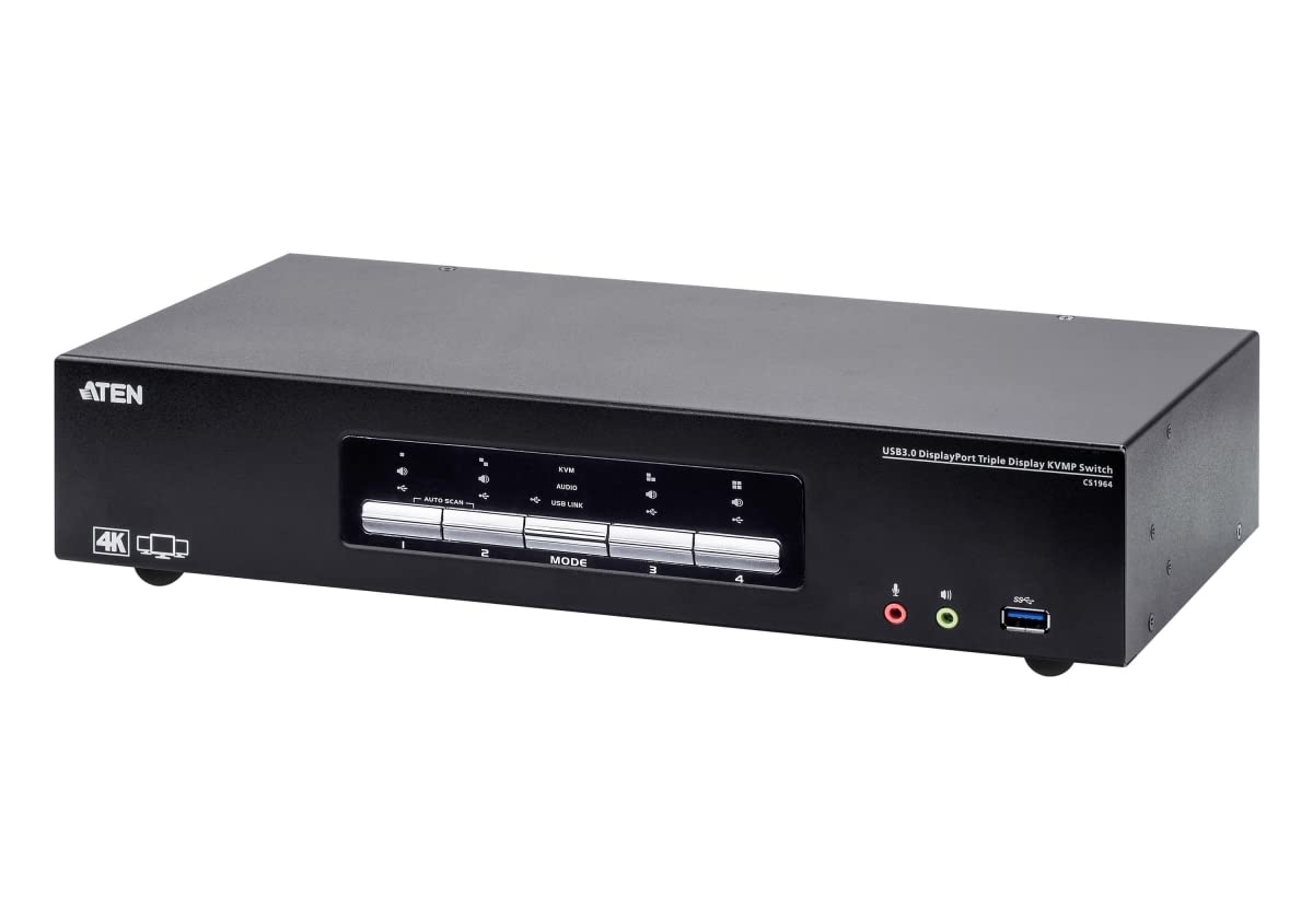 ATEN 4-Port USB3.0 4K DisplayPort Triple Display KVMP Switch (CS1964)