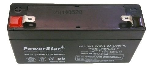 PowerStar--2 Year Warranty 6V 1.2AH SLA Battery Replaces pe6v1.2 bp1.2-6 es1.2-6 cb-1.3-6